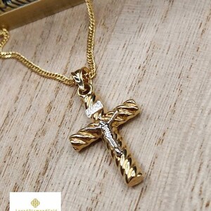 20 18K Real Gold Cross Necklace Cross Pendant 18K Gold Religious ...