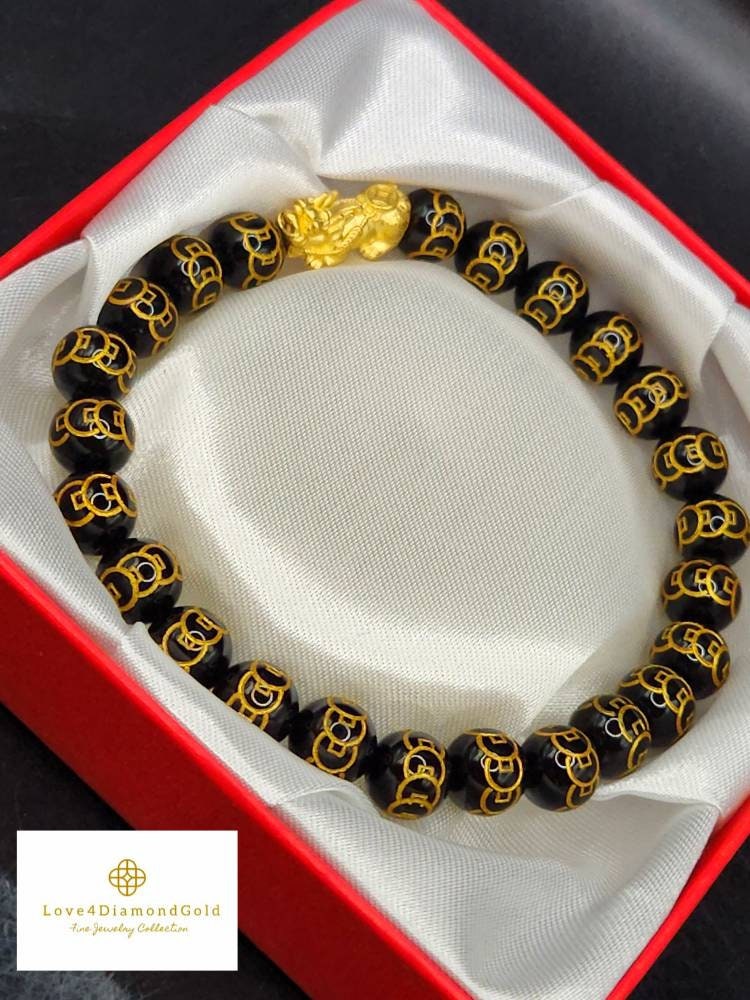 Real 24K Gold Pixiu Bracelet 24K Coin Bracelet Feng Shui - Etsy