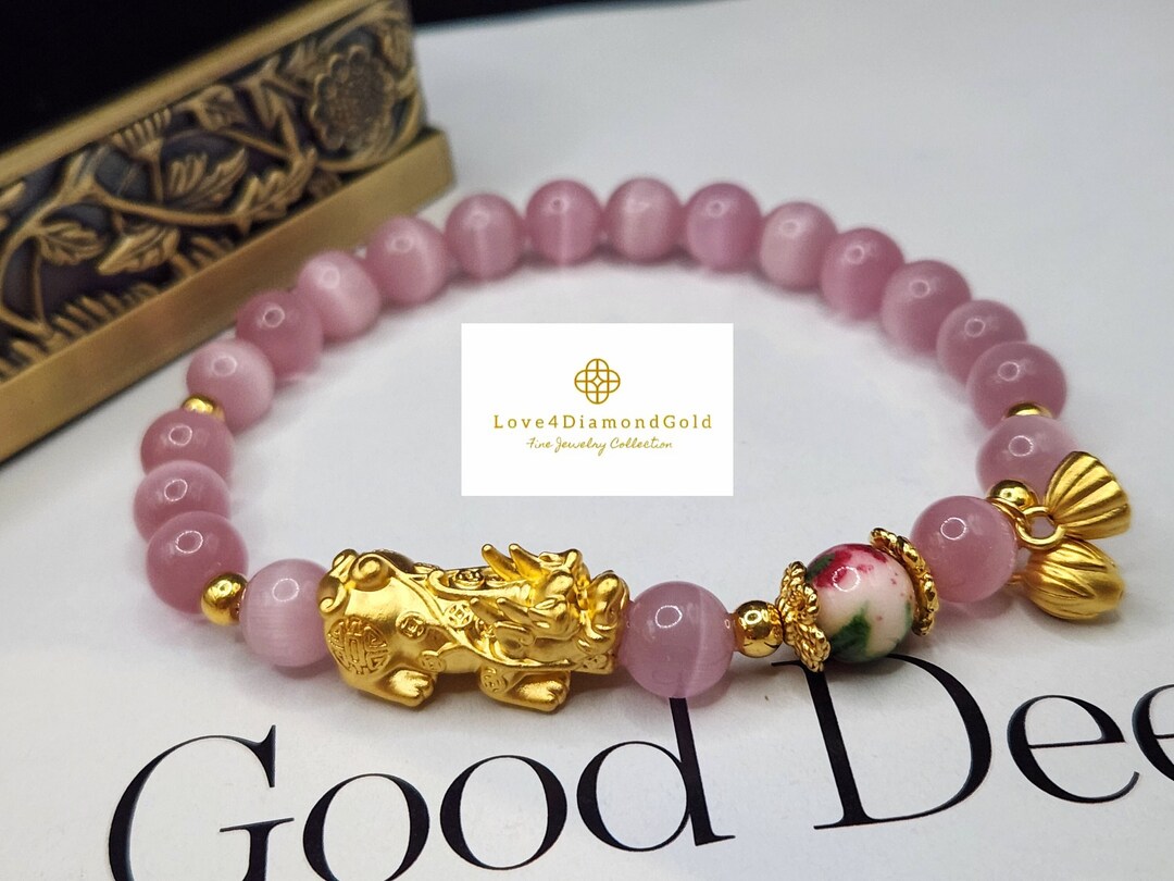 Real 24K Gold Pixiu Bracelet 24K Lotus Bracelet Real Feng Shui Bracelet ...