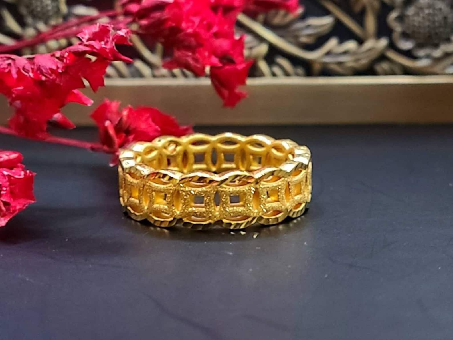 24K Real Pure Gold Ring 24K Gold Money Ring 24K Band Ring 24K Coin Ring ...
