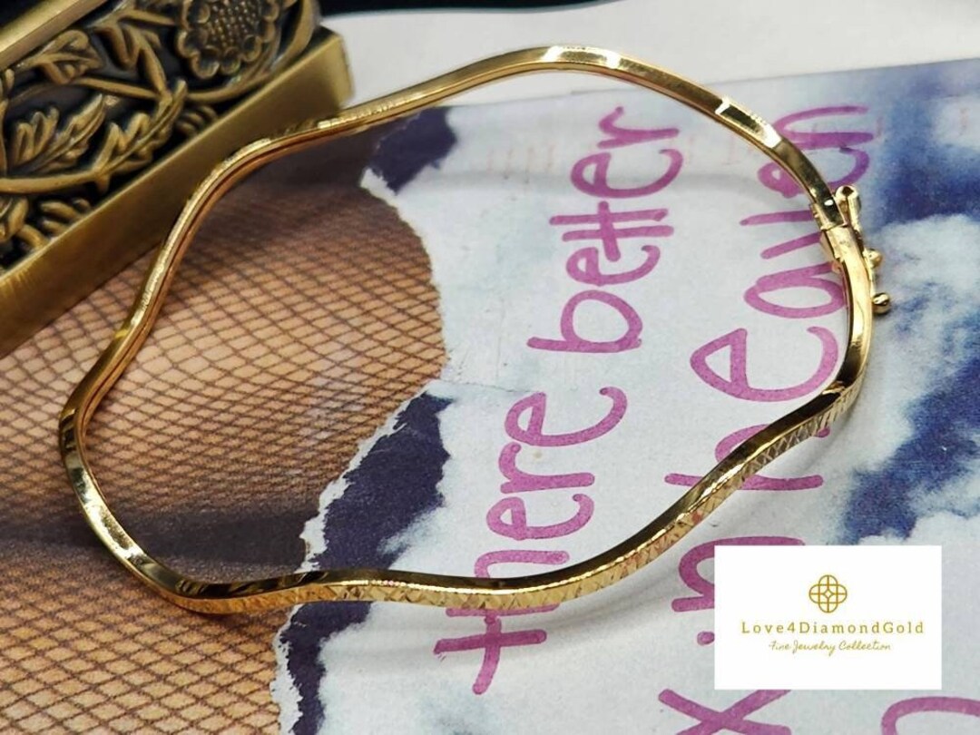 18K Real Gold Bangle 18K Elegant Bangle 18K Minimalist Bangle - Etsy