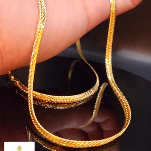 22 Real 18K Snake Chain Necklace 18K Gold Cobra Chain Necklace Solid ...