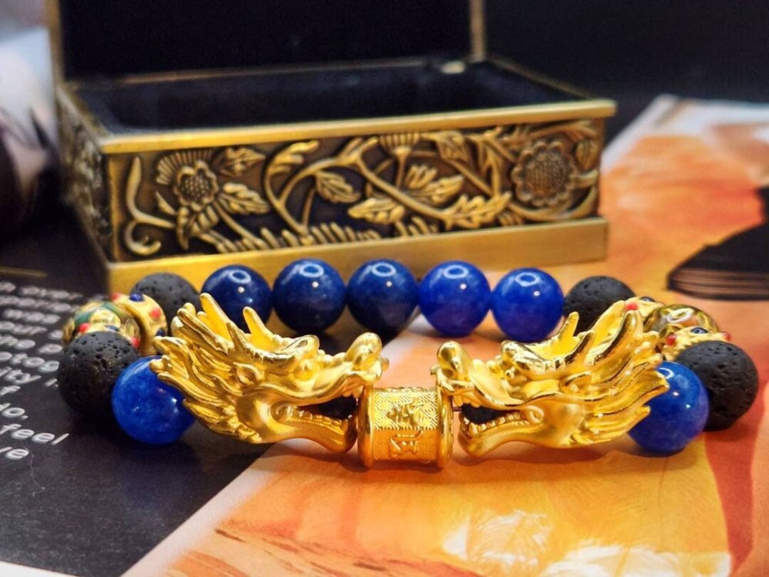 24K Real Gold Dragon Bracelet Real 24K God of Wealth Bracelet 24K Gold ...