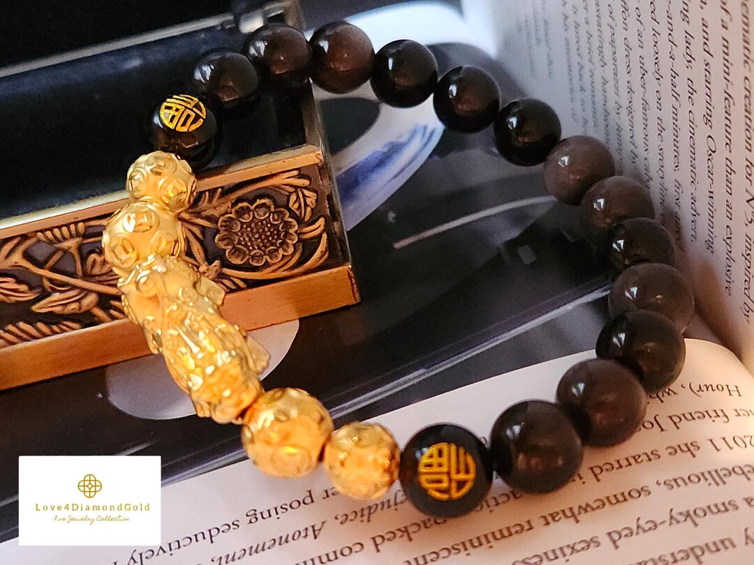 Real 24 Karat Pure Gold Feng Shui Bracelet Lucky Bracelet Pixiu ...
