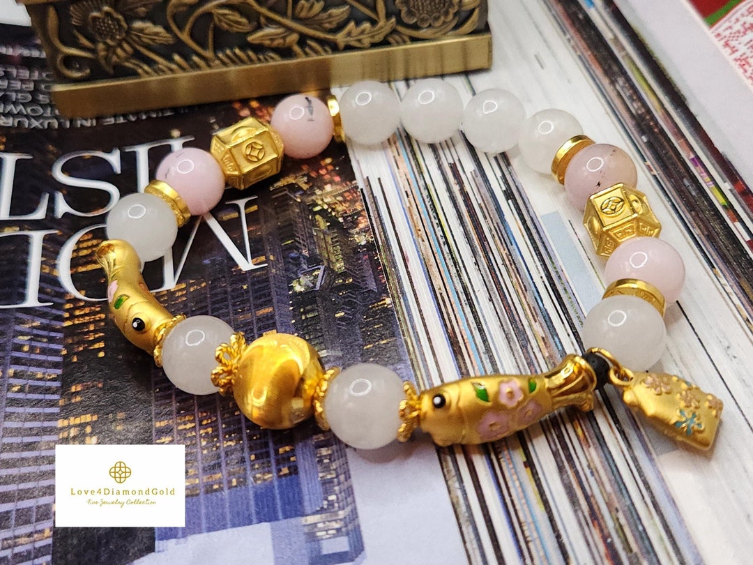 24K Real Gold Fertility Bracelet 24K Gold Cats Eye Bracelet 24K ...