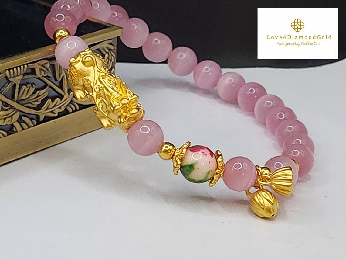 Real 24K Gold Pixiu Bracelet 24K Lotus Bracelet Real Feng Shui Bracelet ...