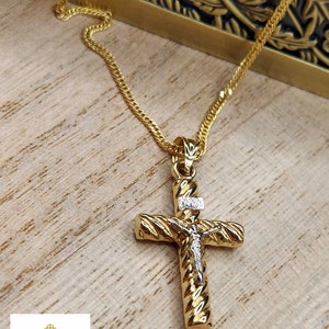 20 18K Real Gold Cross Necklace Cross Pendant 18K Gold Religious ...