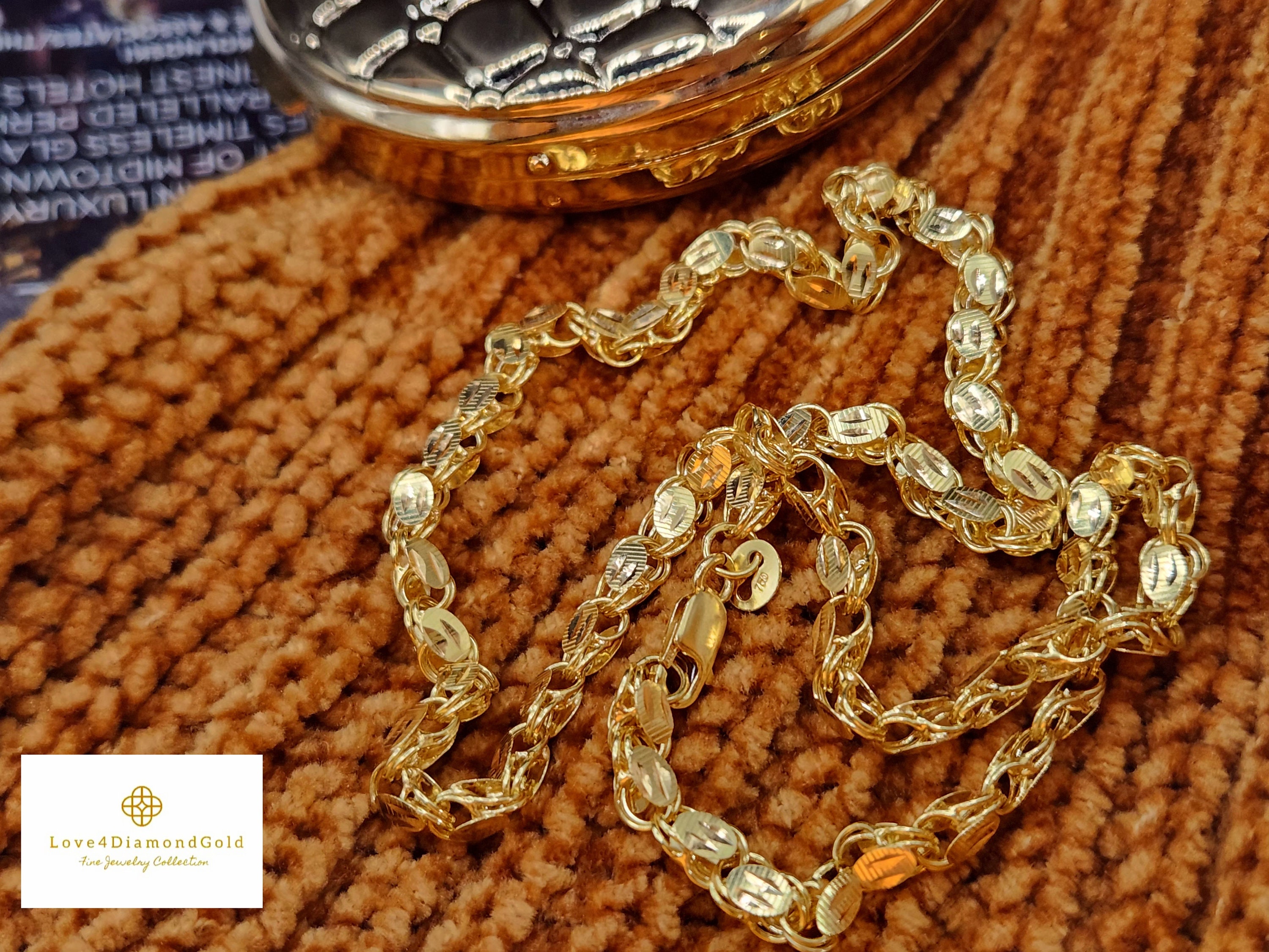 16" " Real 18K Gold Chain 18K Gold Specialty Chain Necklace 18K Gold ...