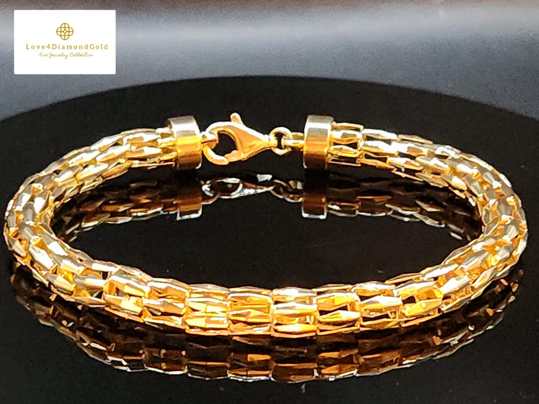 18K Solid Gold Chunk Chain Bracelet 18K Solid Gold Chain Bracelet 18 ...