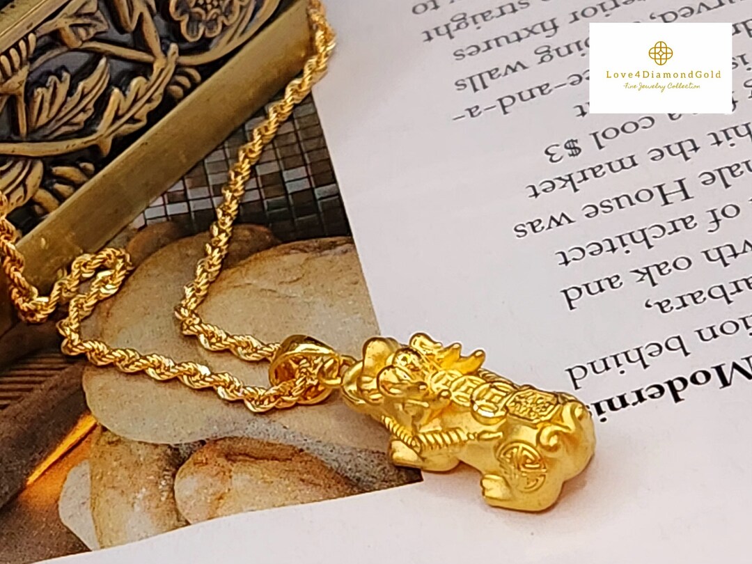 Real Pure Gold 24K Necklace 18K Gold Chain Necklace Lucky Necklace ...