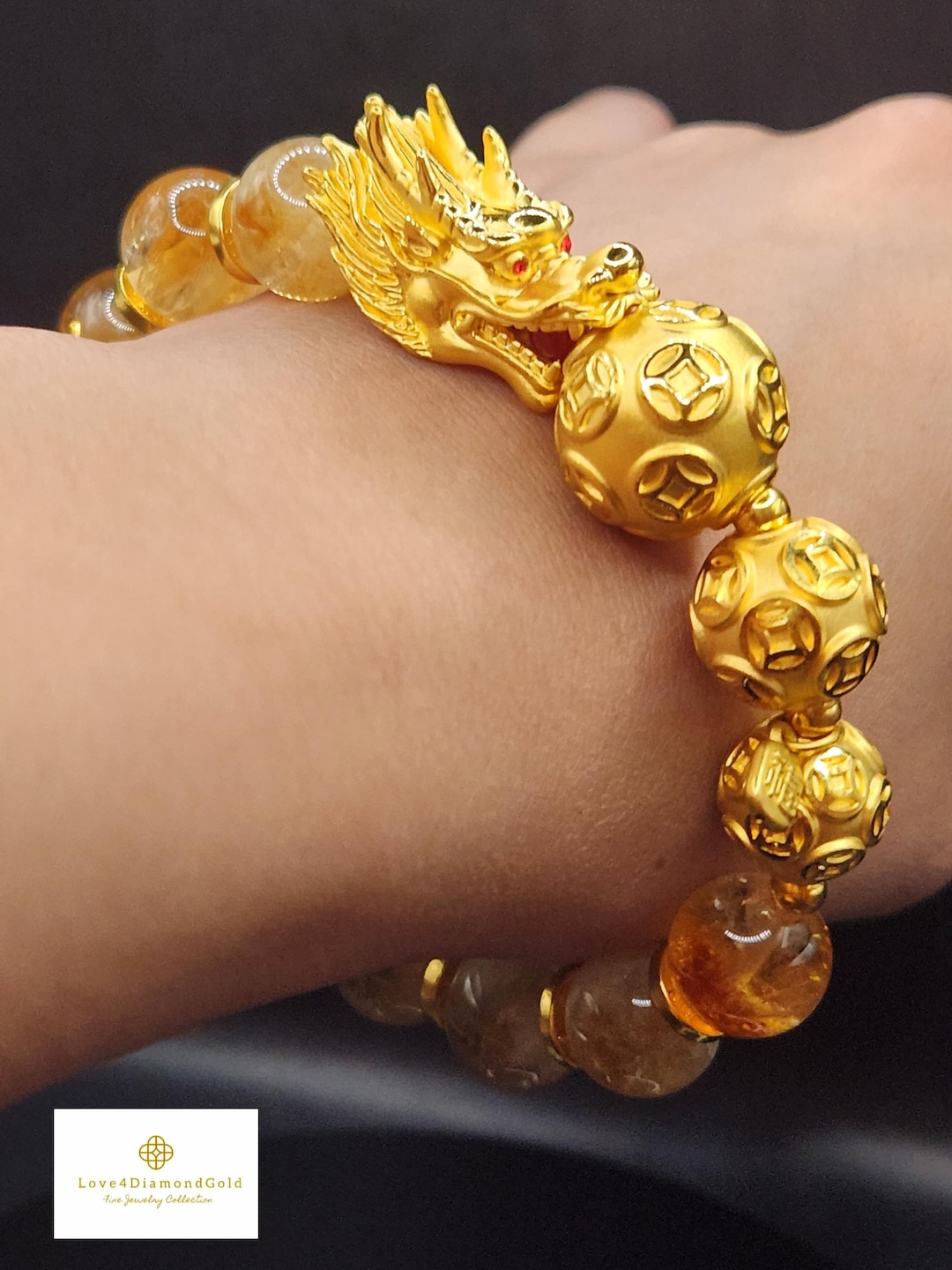 Real 24K Gold Dragon Bracelet 24K Gold Feng Shui Bracelet 24K Wealth ...