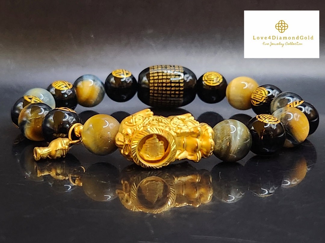 Real 24K Gold Spinning Pixiu Bracelet Feng Shui Bracelet 24K Wealth ...