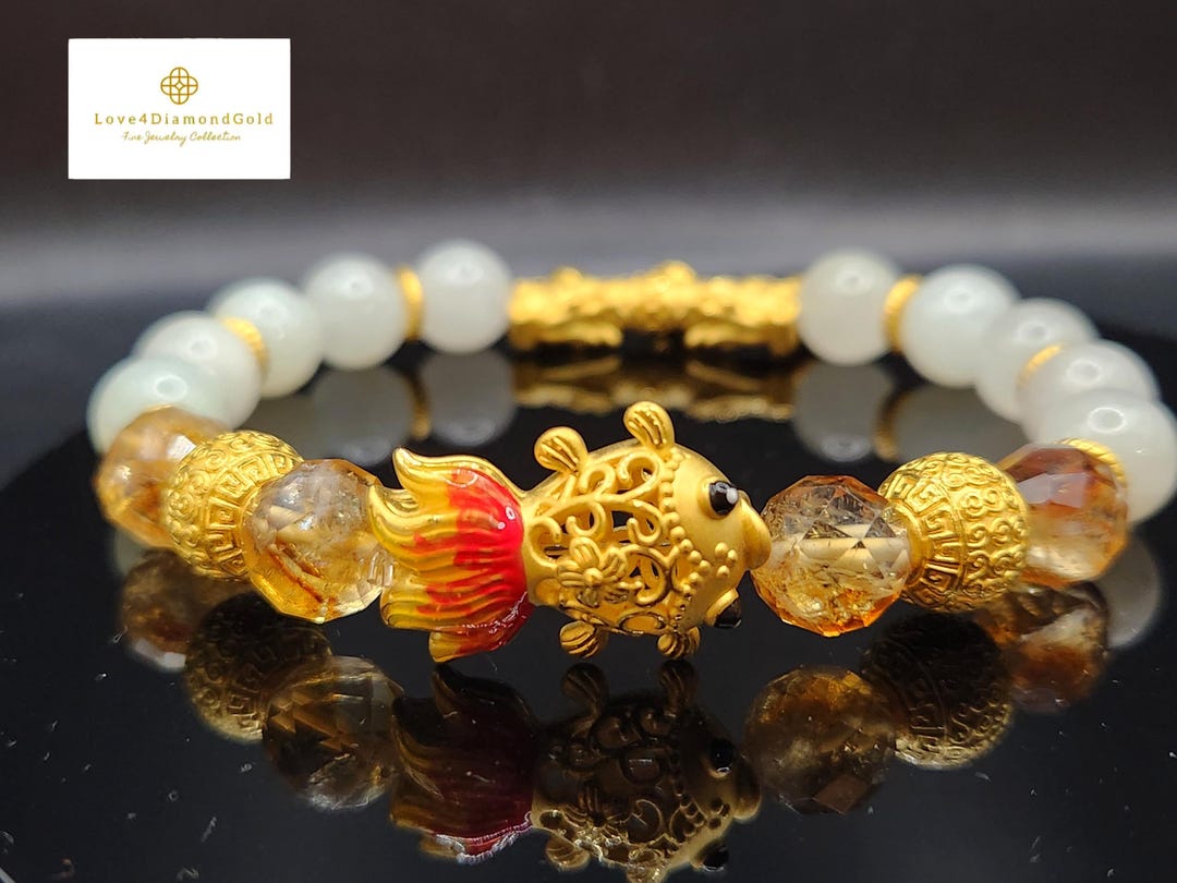 Real 24 Karat Pure Gold Bracelet Lucky Bracelet Koi Fish Bracelet ...