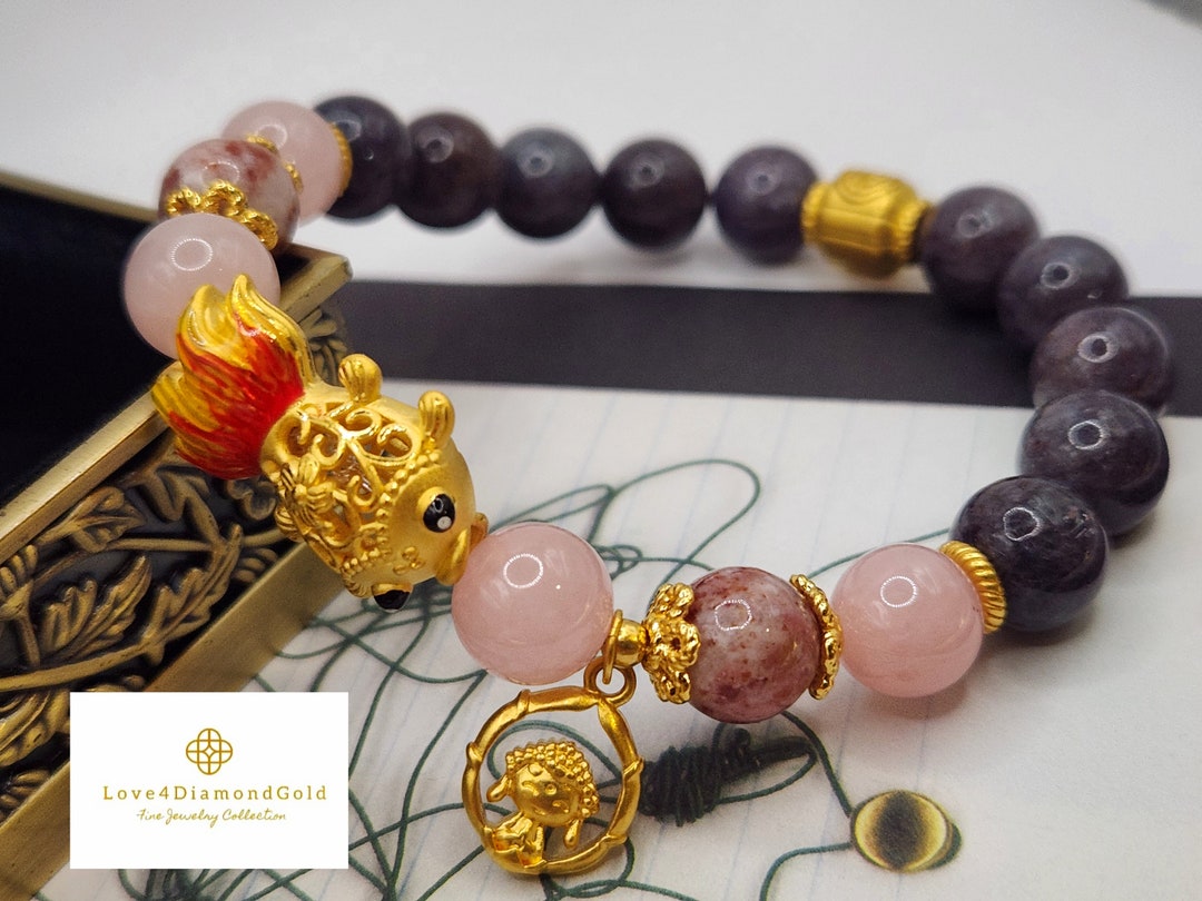 Real 24 Karat Pure Gold Feng Shui Bracelet Lucky Bracelet Koi - Etsy