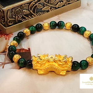 Real 24K Gold Pixiu Bracelet Feng Shui Bracelet Double Pixiu Bracelet ...