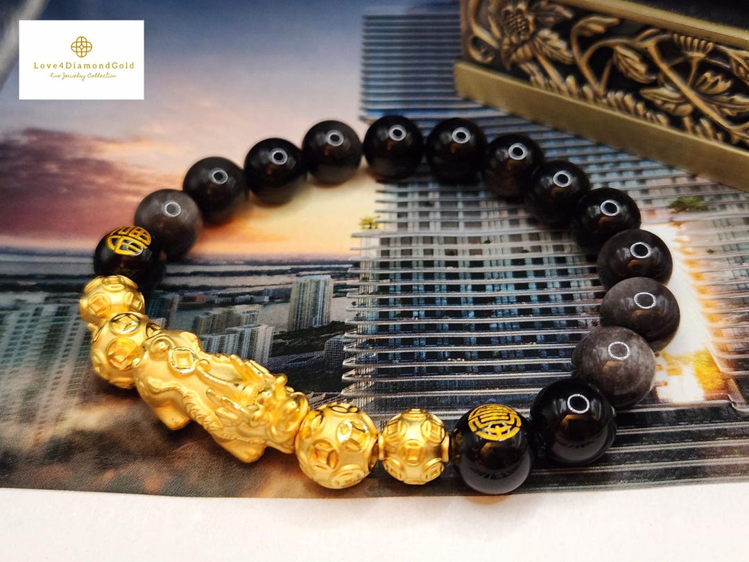 Real 24 Karat Pure Gold Feng Shui Bracelet Lucky Bracelet Pixiu ...