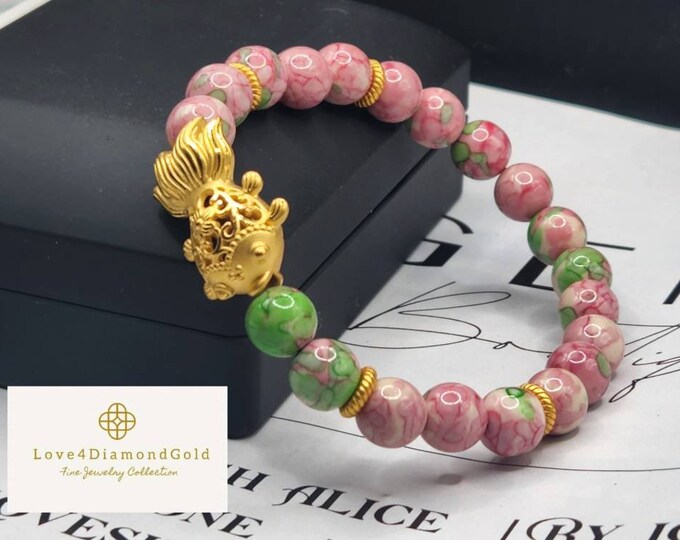 Real 24 Karat Pure Gold Feng Shui Bracelet Lucky Bracelet Koi Bracelet 24K Koi Fish Bracelet ...