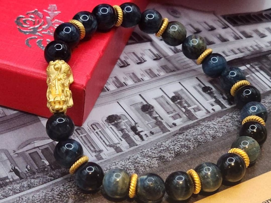 24K Real Gold Bracelet Bixie Bracelet 24K Pixiu Beaded Bracelet 24K ...