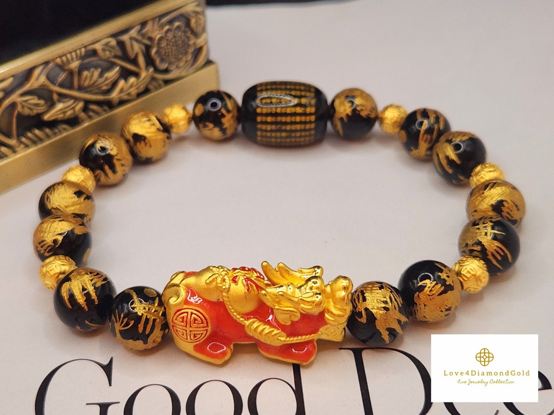 Real 24K Gold Pixiu Bracelet 24K Real Feng Shui Bracelet 24K Pixiu ...