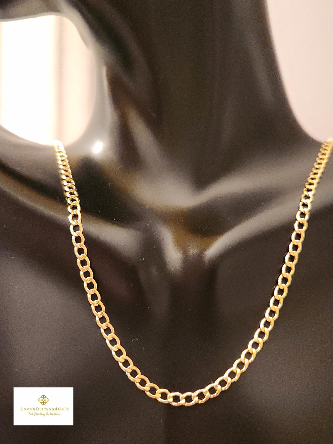 18K Real Gold Chain 18K Gold Gourmette Chain Cuban Link Chain Curb ...