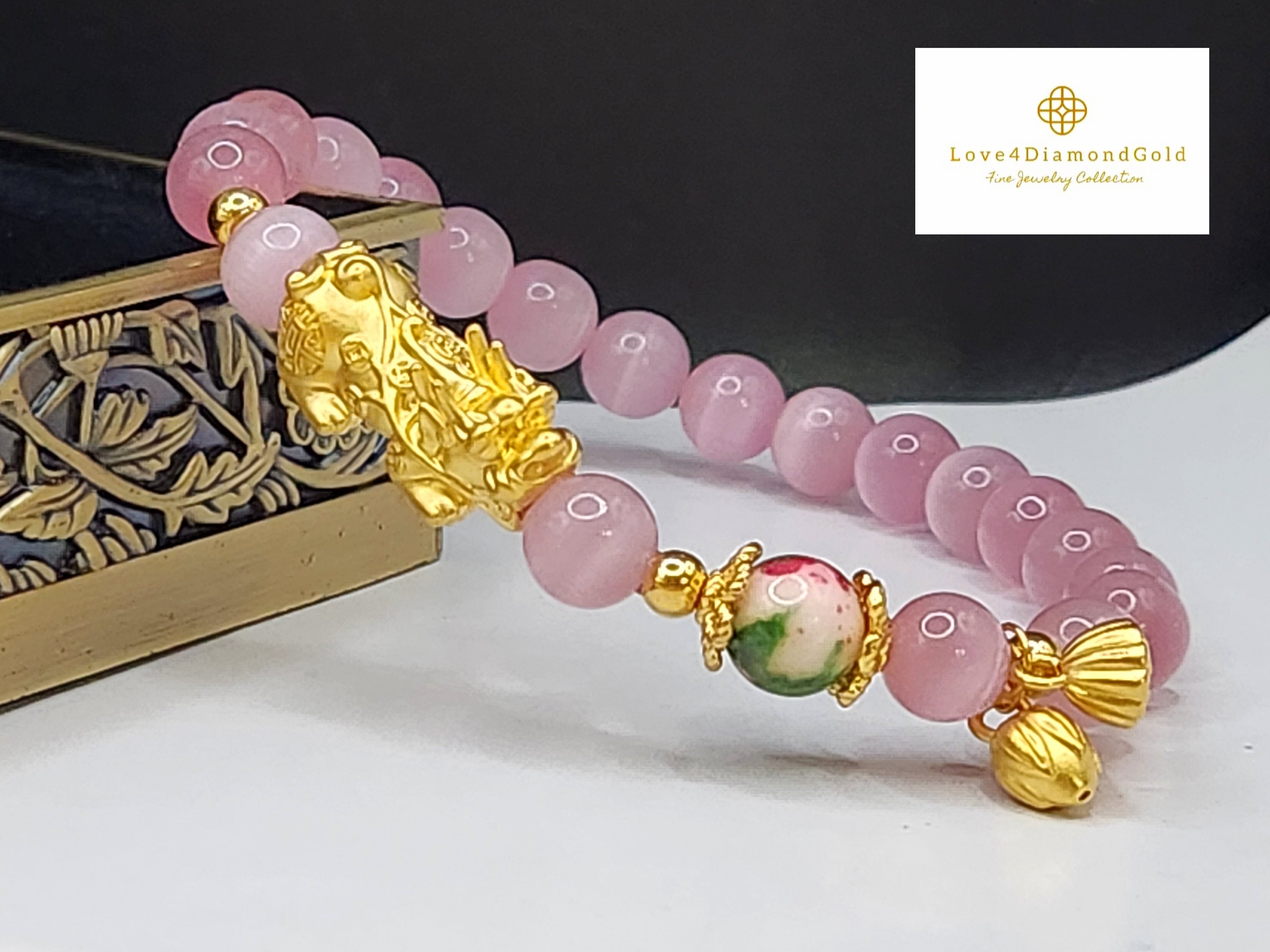 Real 24K Gold Pixiu Bracelet 24K Lotus Bracelet Real Feng Shui Bracelet ...