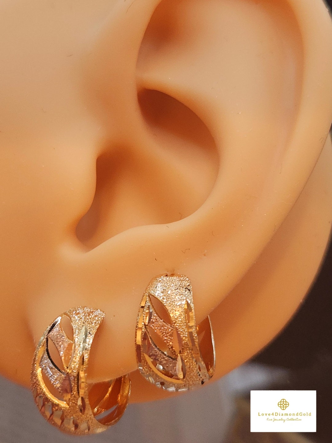 Genuine 18K Solid Gold Earrings 18K Gold Loop Earrings Hoop Earrings ...