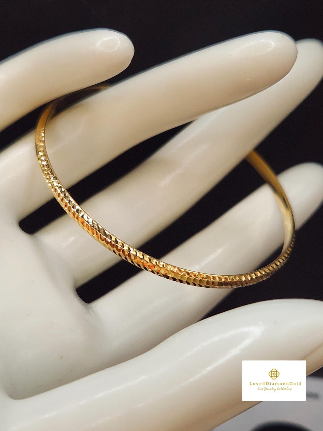 18K Real Solid Gold Bangle 18K Elegant Bangle Plain Bangle Minimalist ...