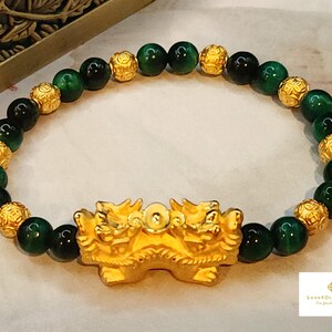 Real 24K Gold Pixiu Bracelet Feng Shui Bracelet Double Pixiu Bracelet ...