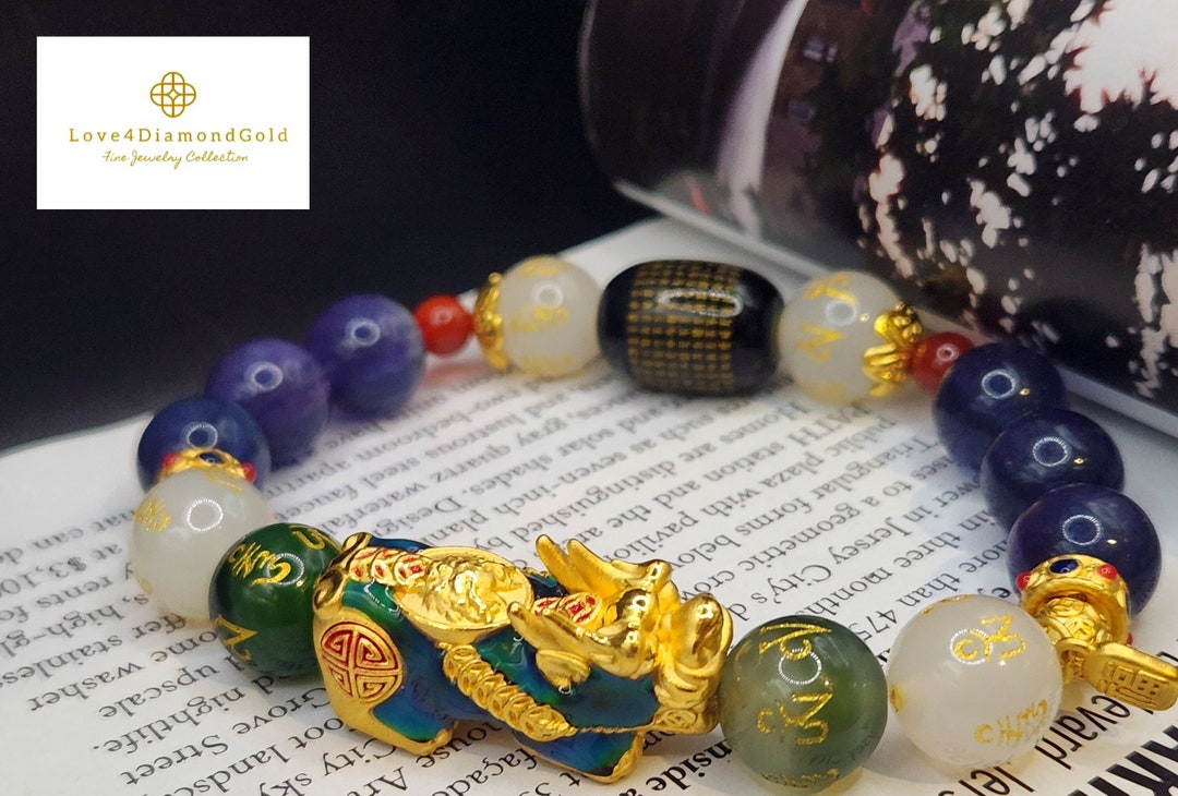 24K Real Feng Shui Bracelet Real Pixiu Bracelet Gold Lucky Gold ...