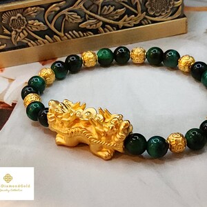 Real 24K Gold Pixiu Bracelet Feng Shui Bracelet Double Pixiu Bracelet ...