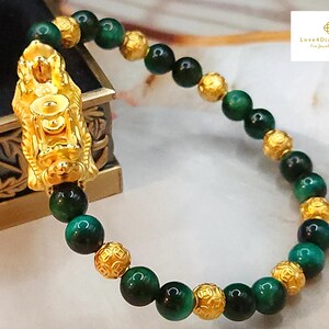 Real 24K Gold Pixiu Bracelet Feng Shui Bracelet Double Pixiu Bracelet ...