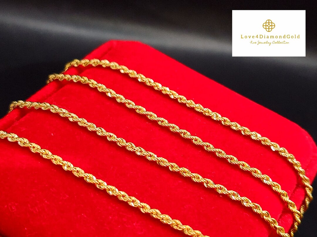 18K 20 Real Gold Chain 18K Gold Rope Chain Gold Rope Chain 18 Karat ...