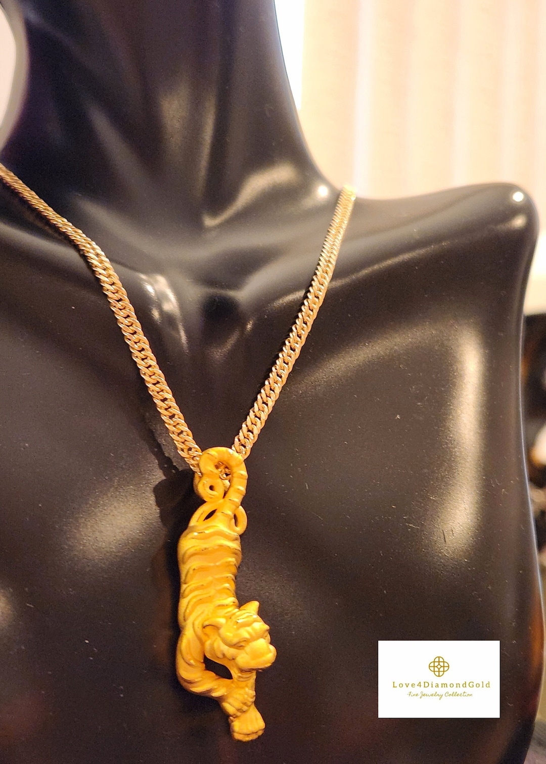 Real Gold Tiger Necklace 18K Gold Chain Necklace 24K Tiger Pendant 24K ...