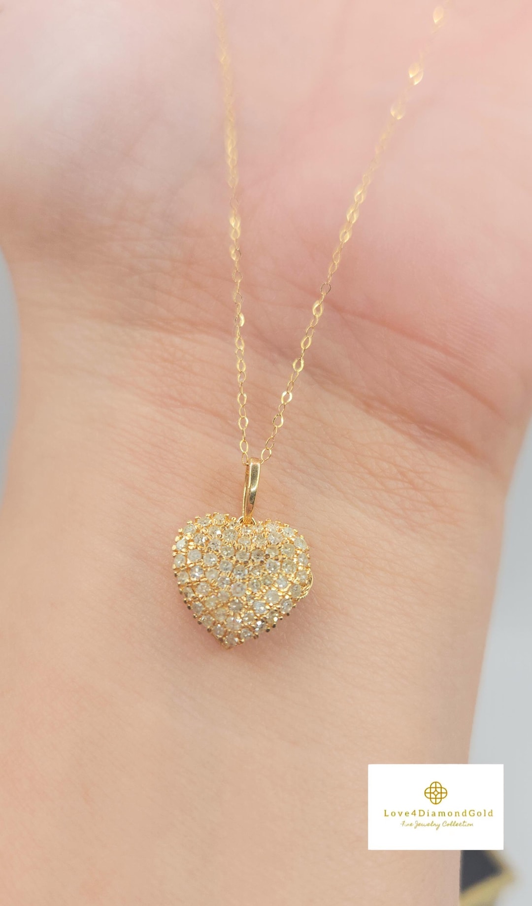 18K Gold Natural Diamond Heart Locket Necklace (.40ct) - Etsy