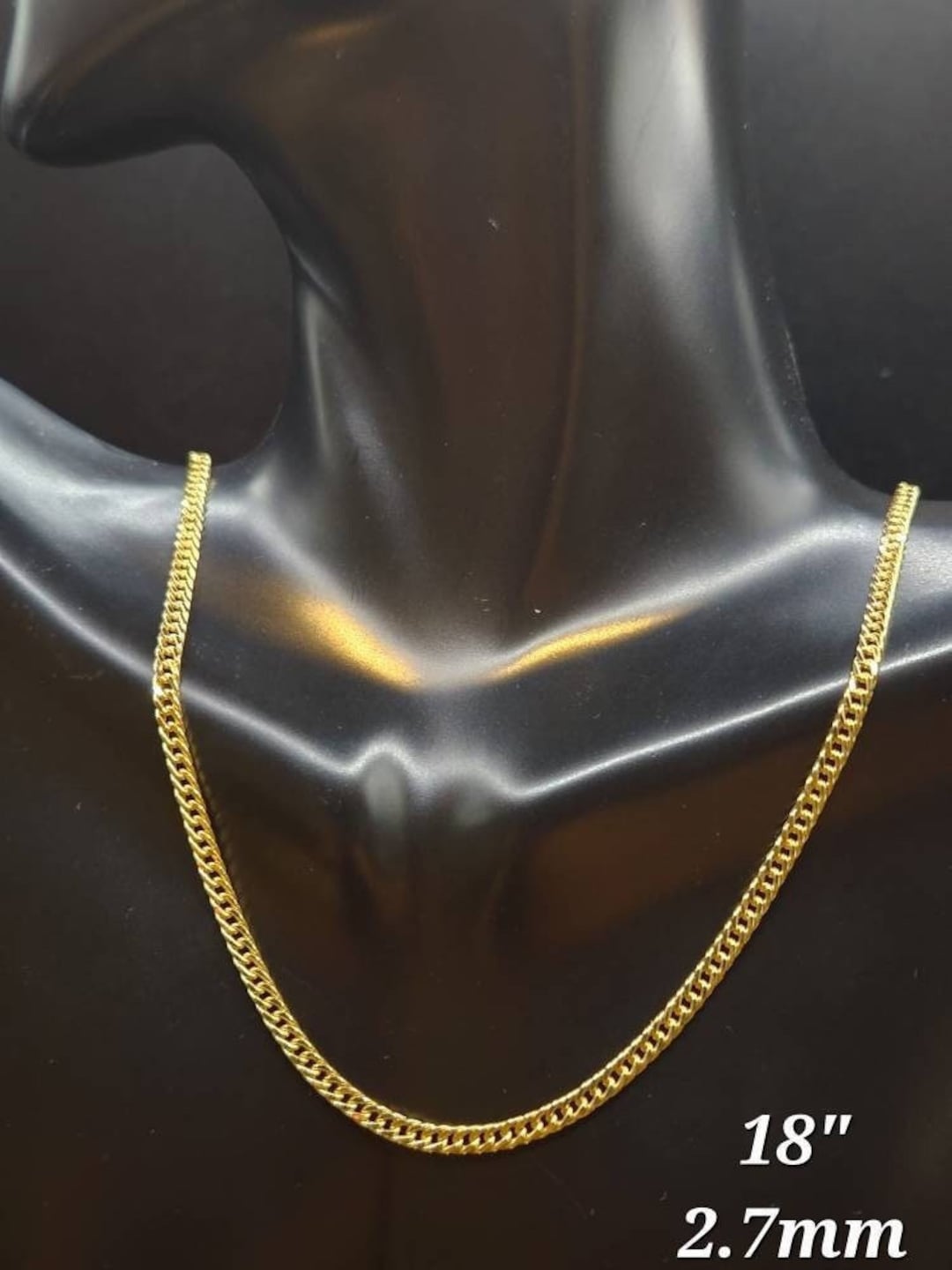 18K Real Gold Chain 18K Gold Gourmette Chain Cuban Link Chain Curb ...