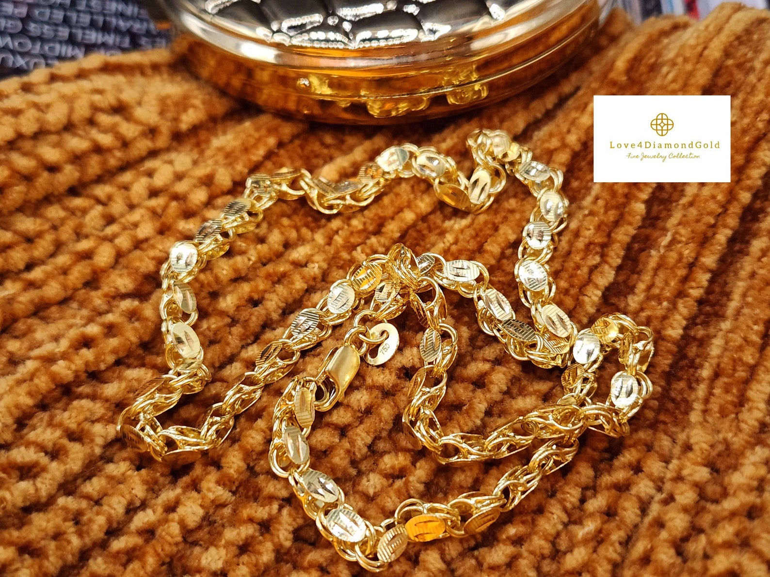 16" " Real 18K Gold Chain 18K Gold Specialty Chain Necklace 18K Gold ...