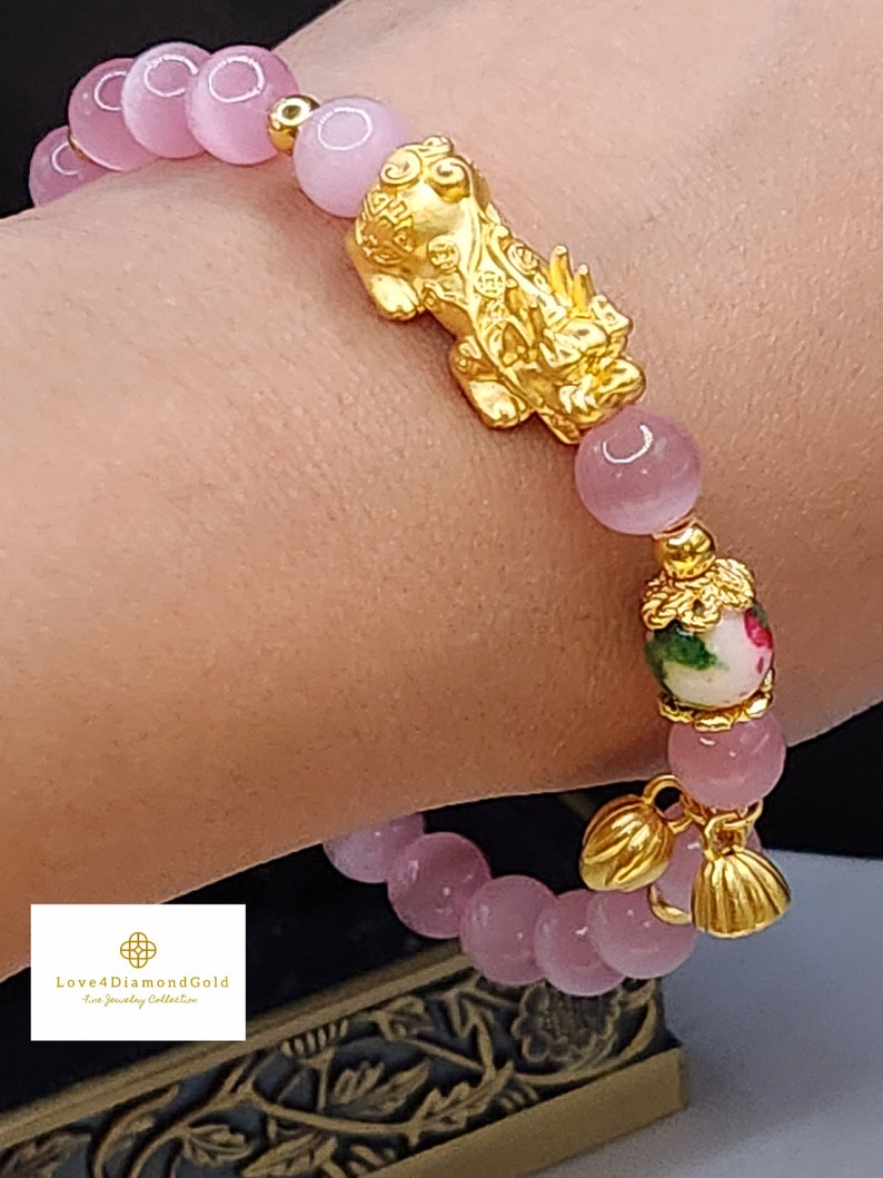 Real 24K Gold Pixiu Bracelet 24K Lotus Bracelet Real Feng Shui Bracelet ...