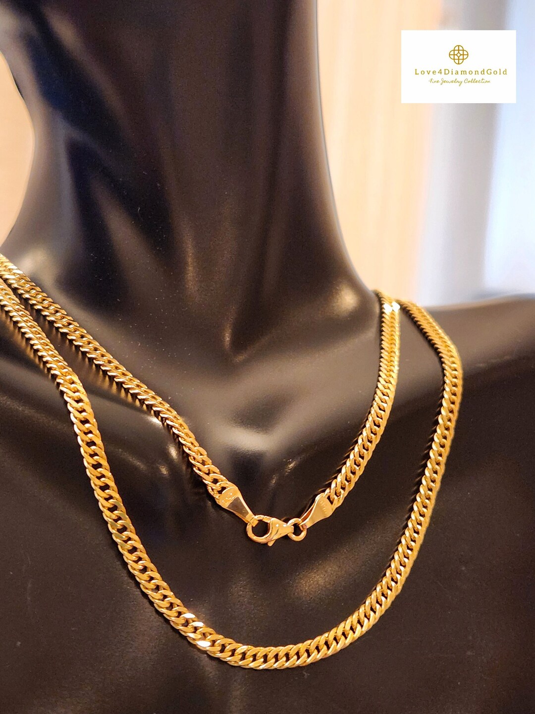 22" 18K Real Gold Chain 18K Curb Chain 18K Gold Chain Necklace Cuban ...