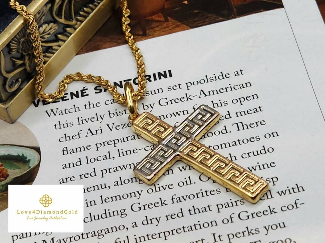 Real 18K Gold Cross Necklace Reversible Cross Necklace Big Cross ...