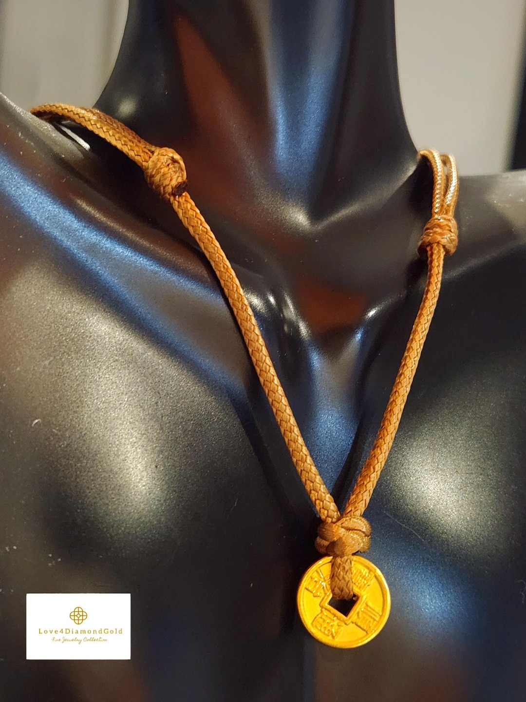 24K Real Gold Money Coin Necklace 24K Real 24K Wealth Necklace Gold ...