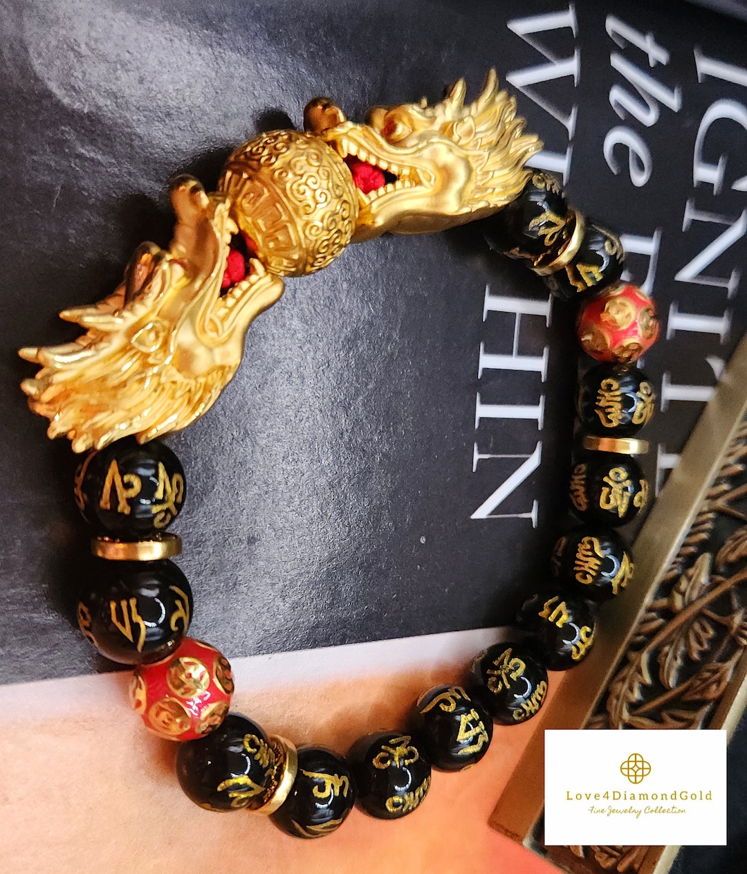 24K Real Gold Bracelet 24K Real Gold Dragon Bracelet Gold Mantra ...