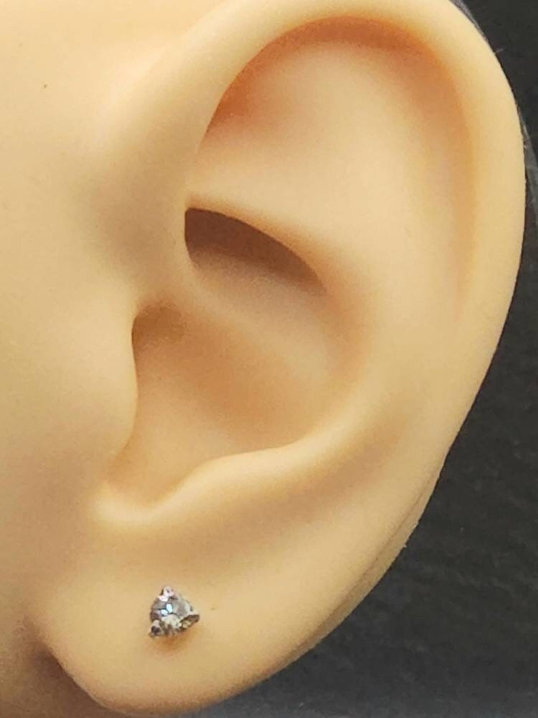 18K Real Diamond Stud Earrings 3 Prongs Earring Real Diamond Stud ...