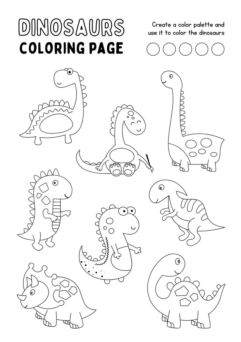 Dinosaurs Coloring Page - Etsy