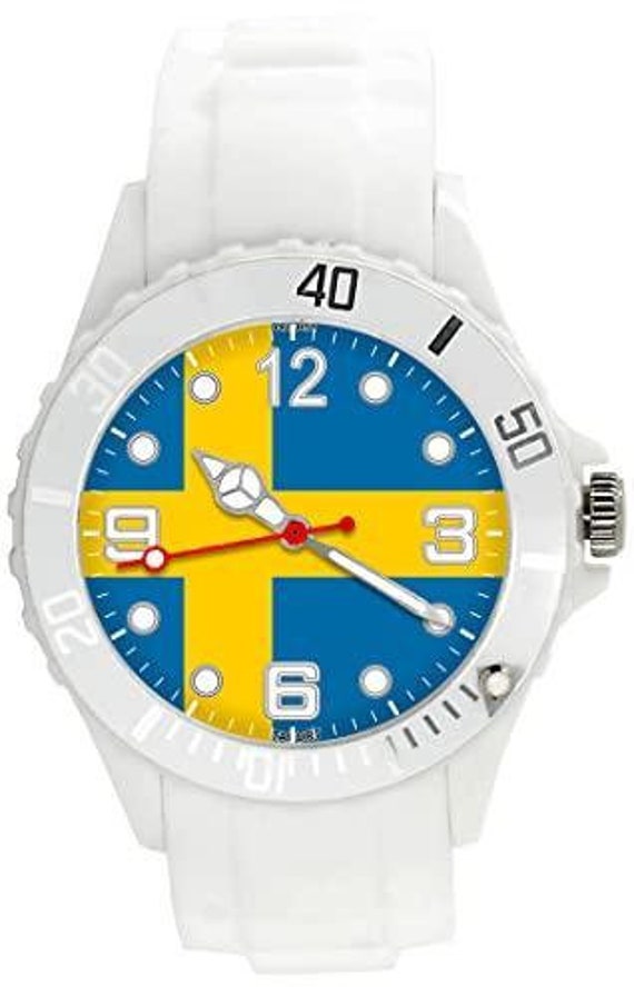 White Silicone Quartz Watch Swedish Flag - Etsy