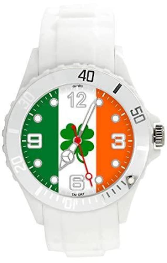White Silicone Quartz Watch Irish Flag Ireland | Etsy