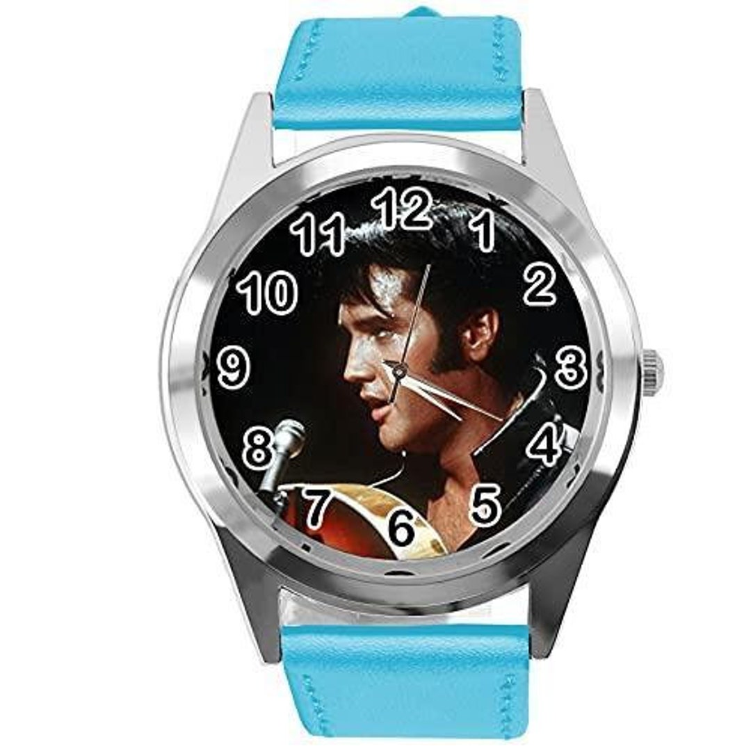 Blue Leather Round Watch for Rock and Roll Fans E2 - Etsy