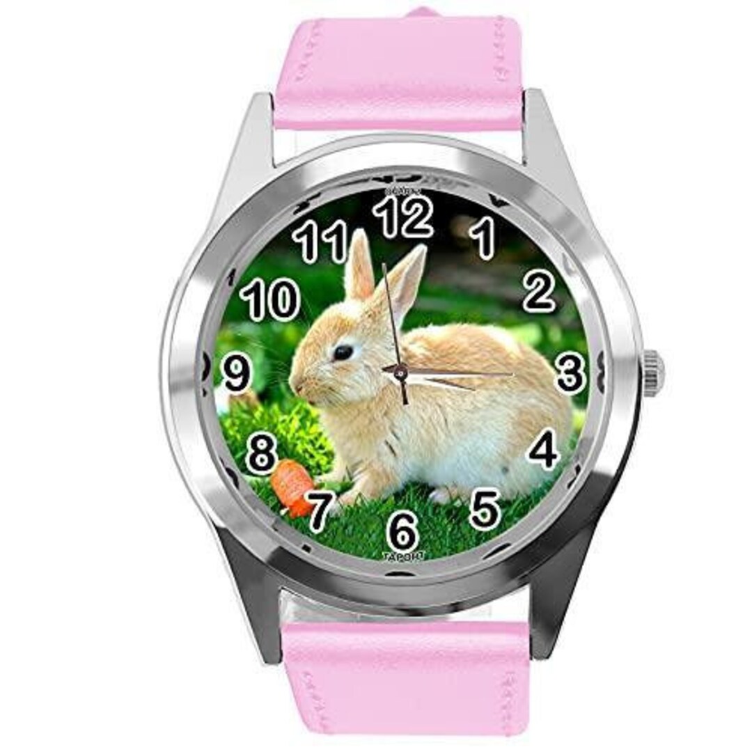 Baby Pink Leather Round Quartz Watch for Rabbits Fans E2 - Etsy