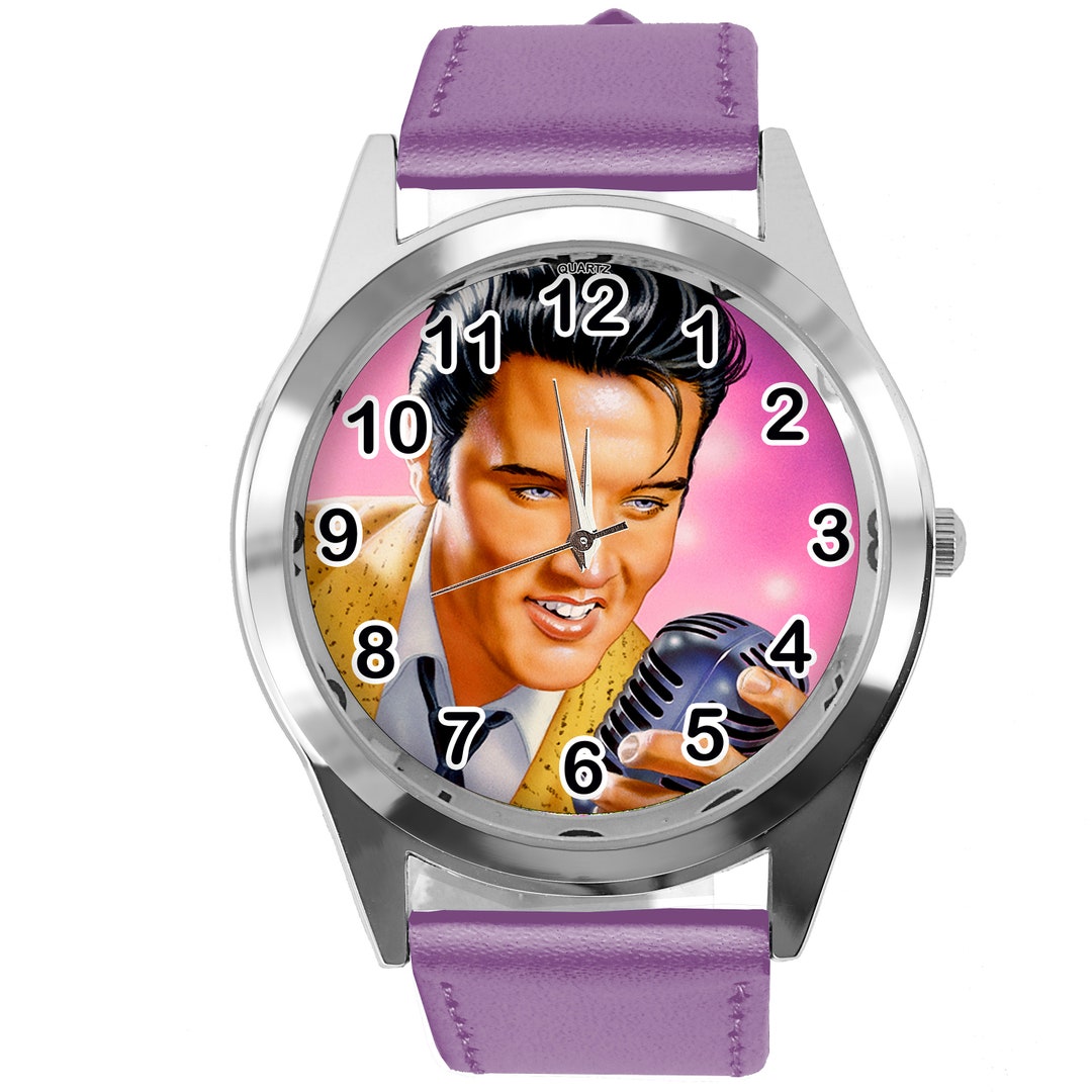 Purple Leather Round Watch for Rock and Roll Fans E1 - Etsy