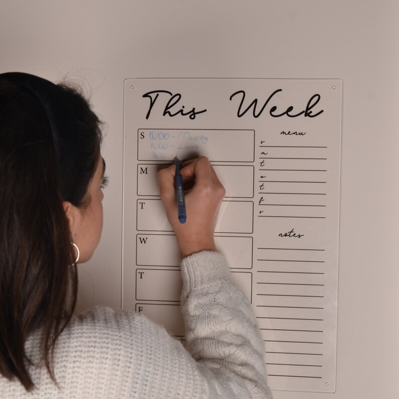 Acrylic Meal Weekly Planner Note Board for Wall or Kitchen - Etsy