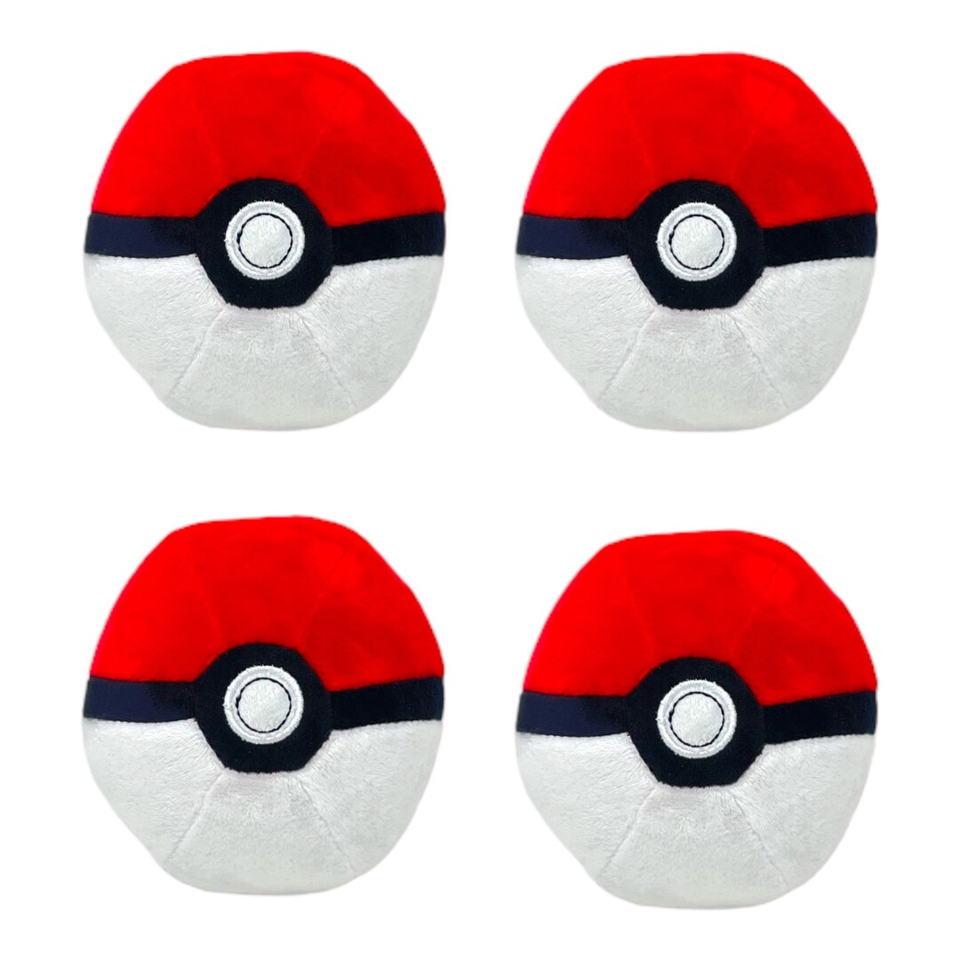 4 Pieces Pokeball Plush Toys Set Pokemon Pokeball Toys Each 4' Pokeball ...